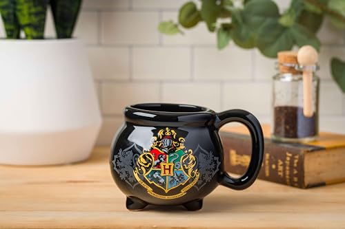 Silver Buffalo Warner Bros Harry Potter Hogwarts School Crest Cauldron 3D Sculpted Ceramic Coffee Mug, 20 Ounces