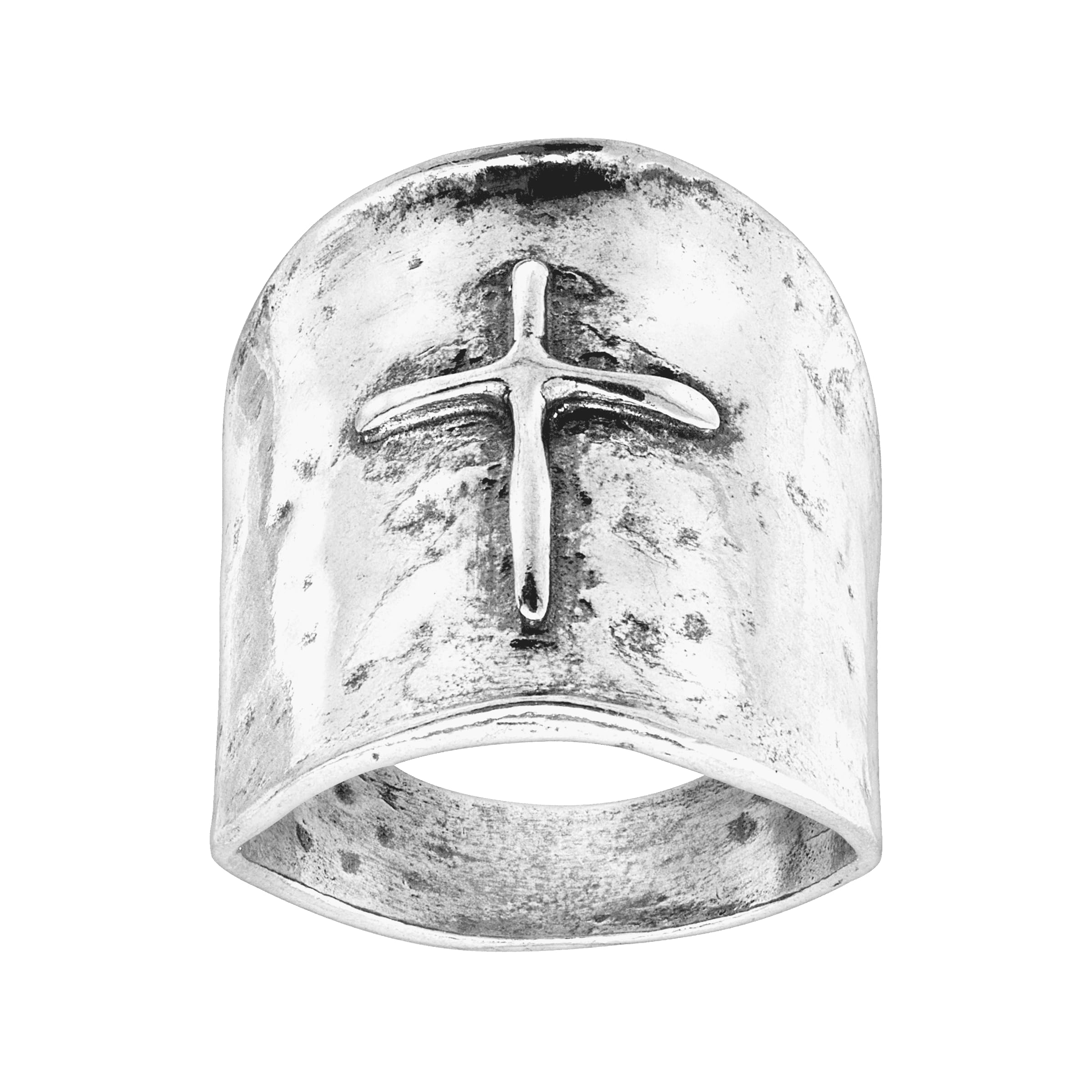 Silpada 'Raised Cross' Tapered Cross Ring in Hammered Sterling Silver, Size 10