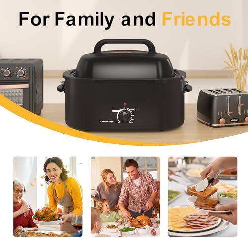 RoyalCraft 26-Quart Electric Roaster Oven - Perfect for Large Meals and Holiday Feasts, Black