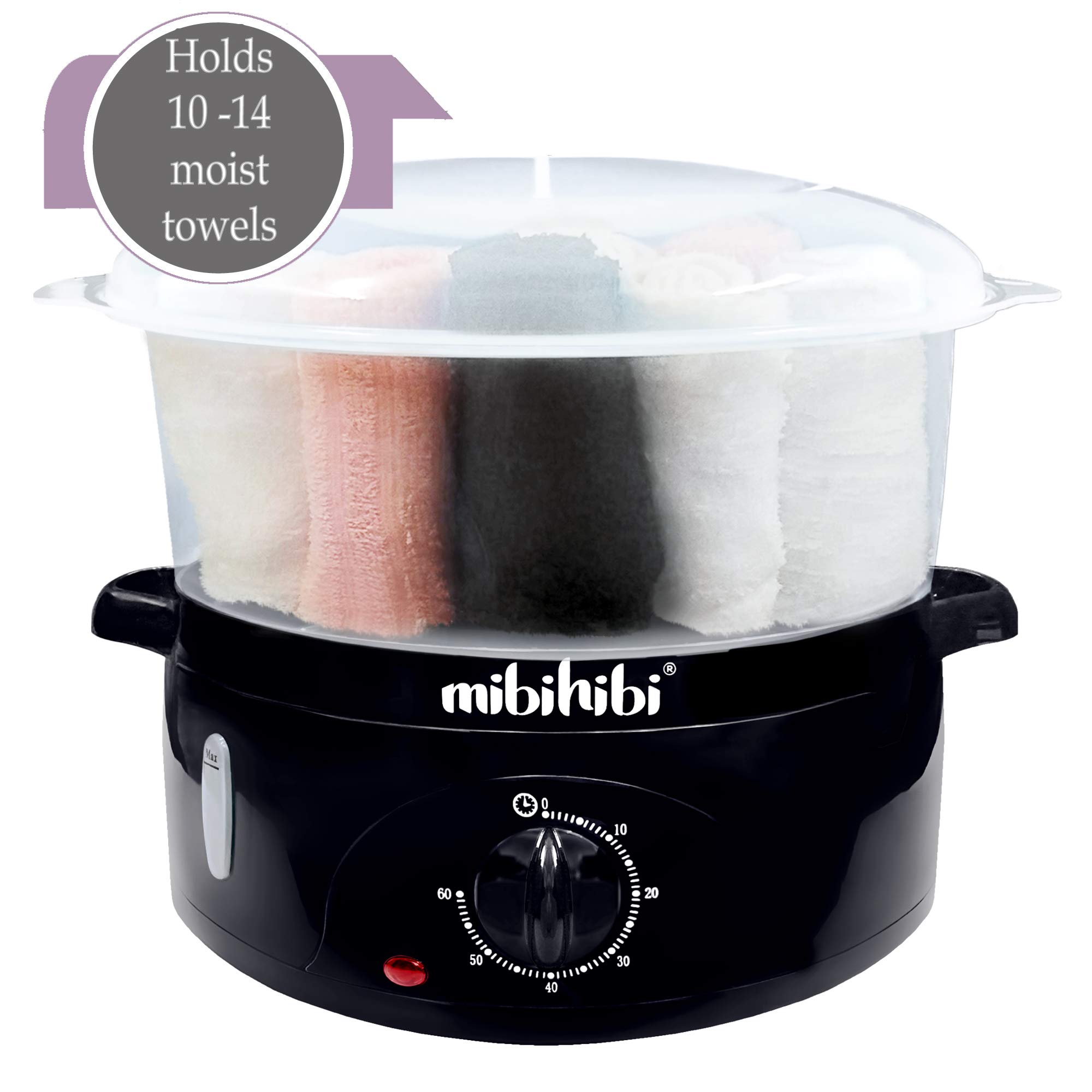 Personal Household Use Hot Moist Towels Steamer and Warmer - Holds 15 Moist Towels, Ready in 10-15 Mins, 60 Mins Auto Off Timer, Power Indicator Light. Facials | Pedicures | Manicures. 800 Watts
