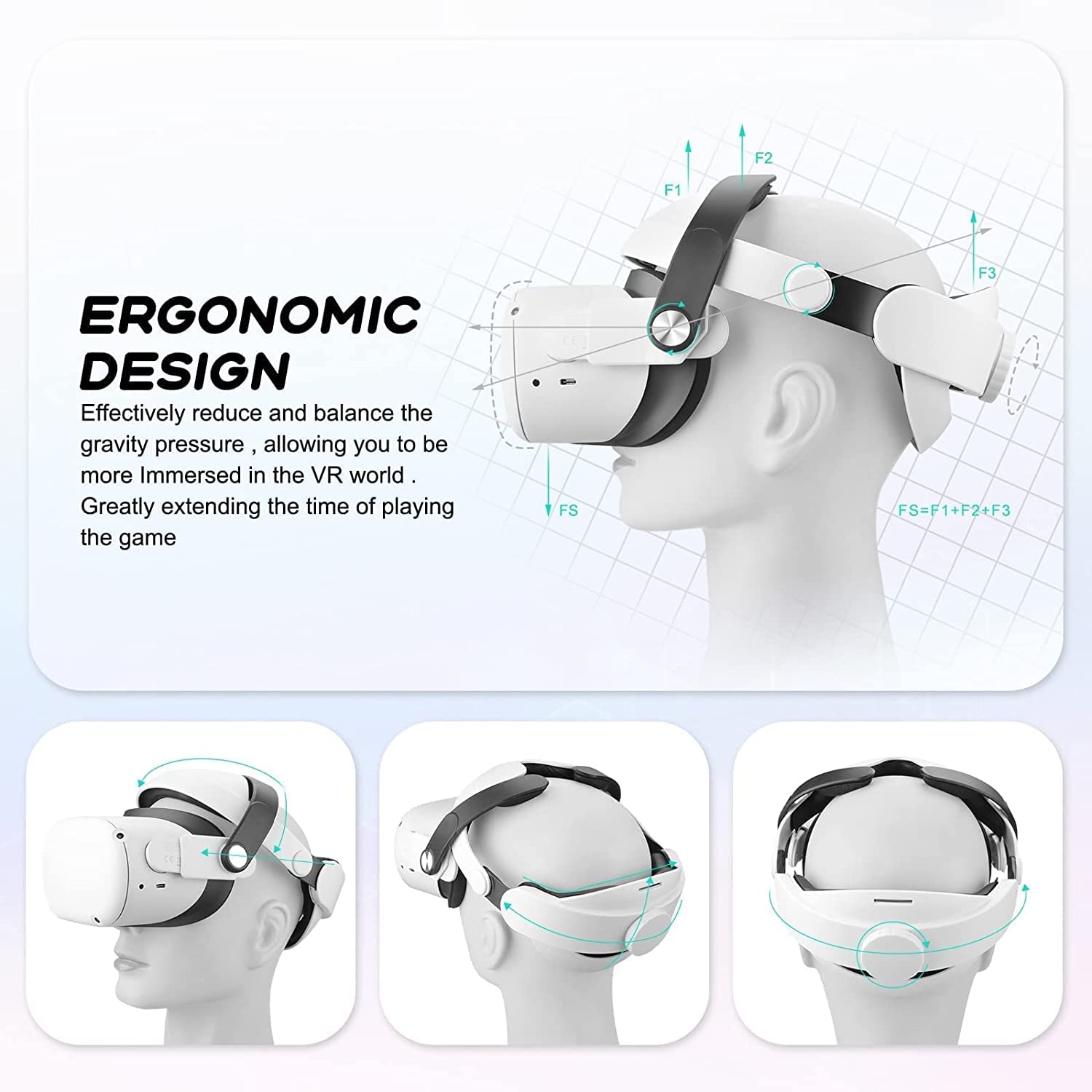 Vakdon M5 Adjustable Head Strap for Oculus/Meta Quest 2, Replacement for Quest 2 Elite Strap, with Ultra Soft and Comfortable Face Cover Pad, Reduce Face and Head Pressure in VR