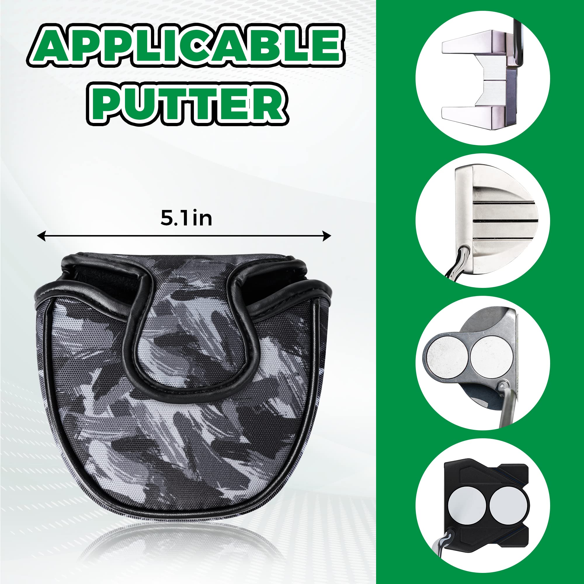 VIXYN Mallet Putter Cover and Alignment Stick Cover Matching Bundle Set