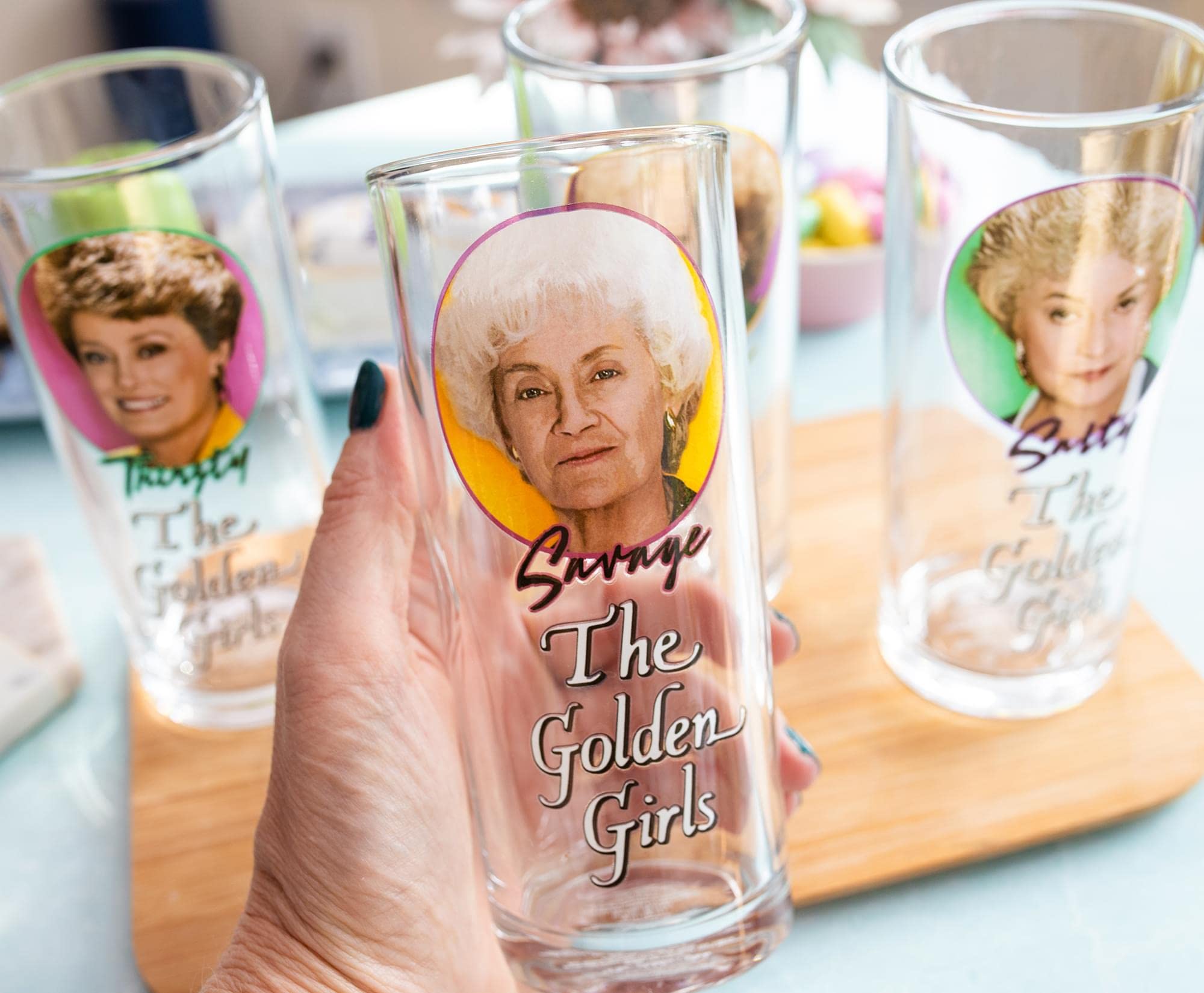 Silver Buffalo The Golden Girls Frames Logo 10-Ounce Tumbler Glasses | Set of 4