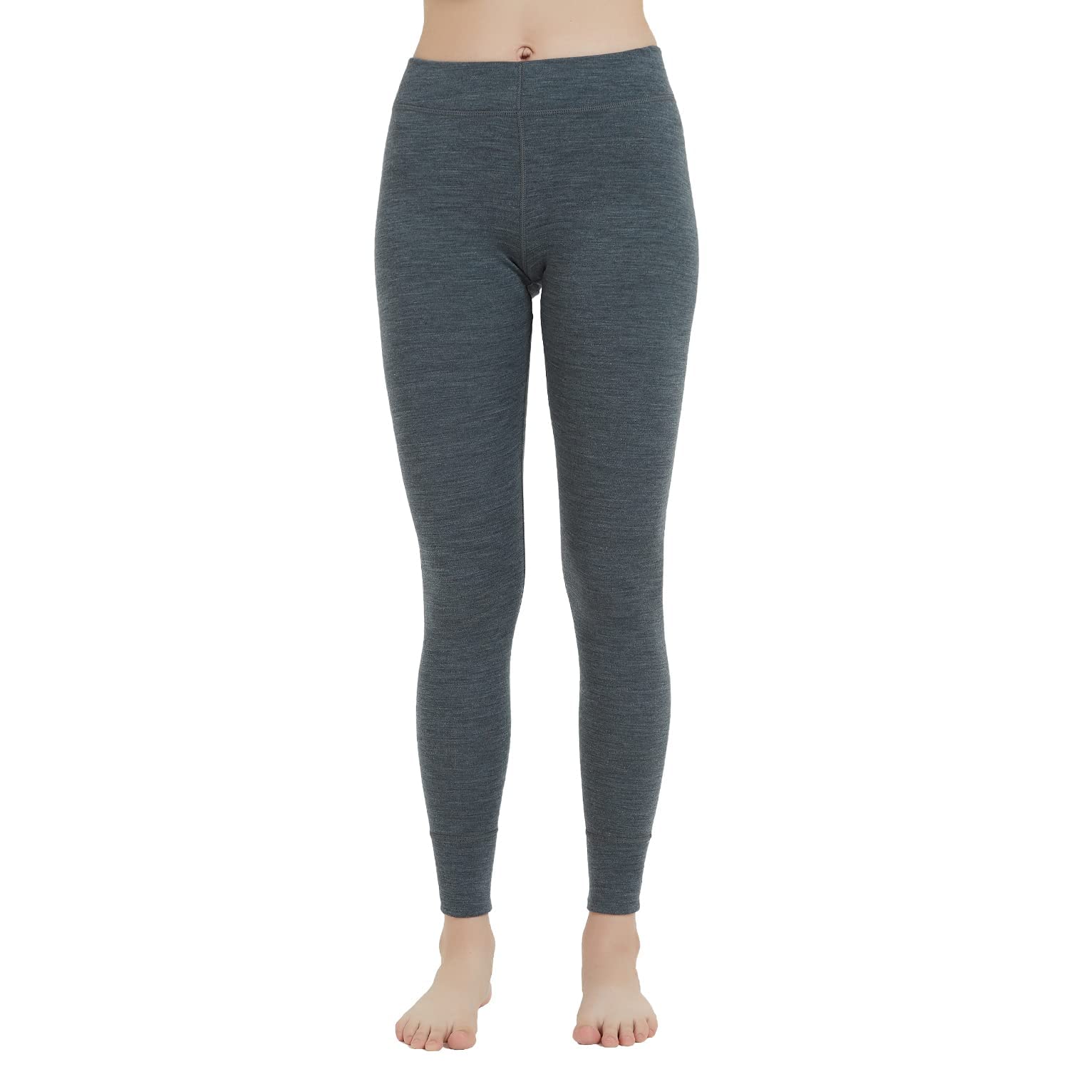 ZSOSBA METARINO Women's Merino Wool Midweight Base Layer Pants Long Wool Leggings Thermal Underwear for Hiking,Skiing,Snowboarding,Dark Grey,Medium