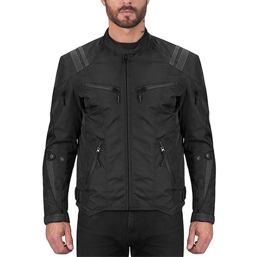 Nomad Motorcycle Jacket for Men, Ironborn Biker Jacket, Cruiser Sportsbike Enduro Mens Riding Jacket with Armor Protection (Medium, Black)