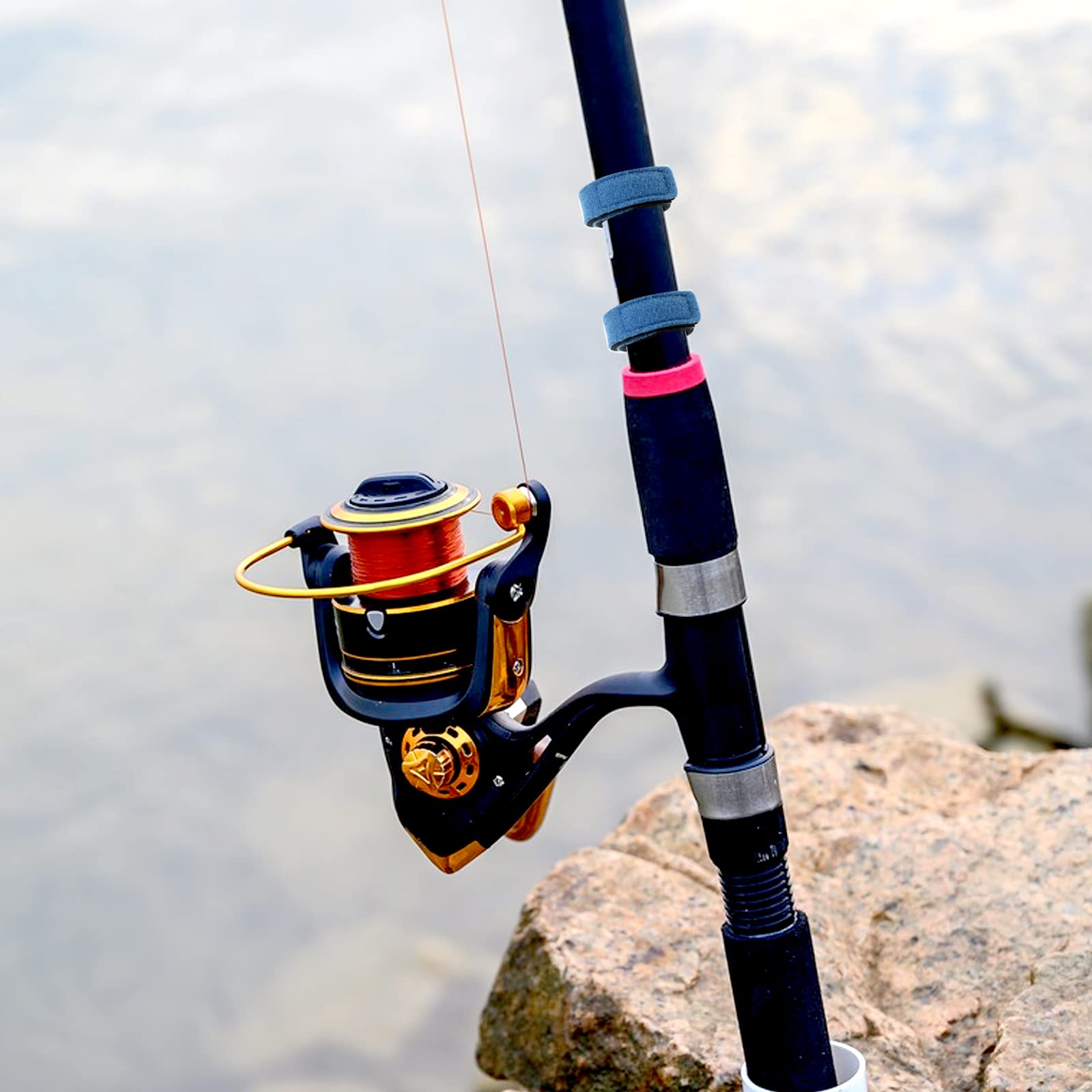 Zsrivk 10pcs Fishing Rod Belts Stretchy Magic Stick Fixing Strap Fishing Pole Ties for Orangizing Casting, Spinning Rods and Fly Rods