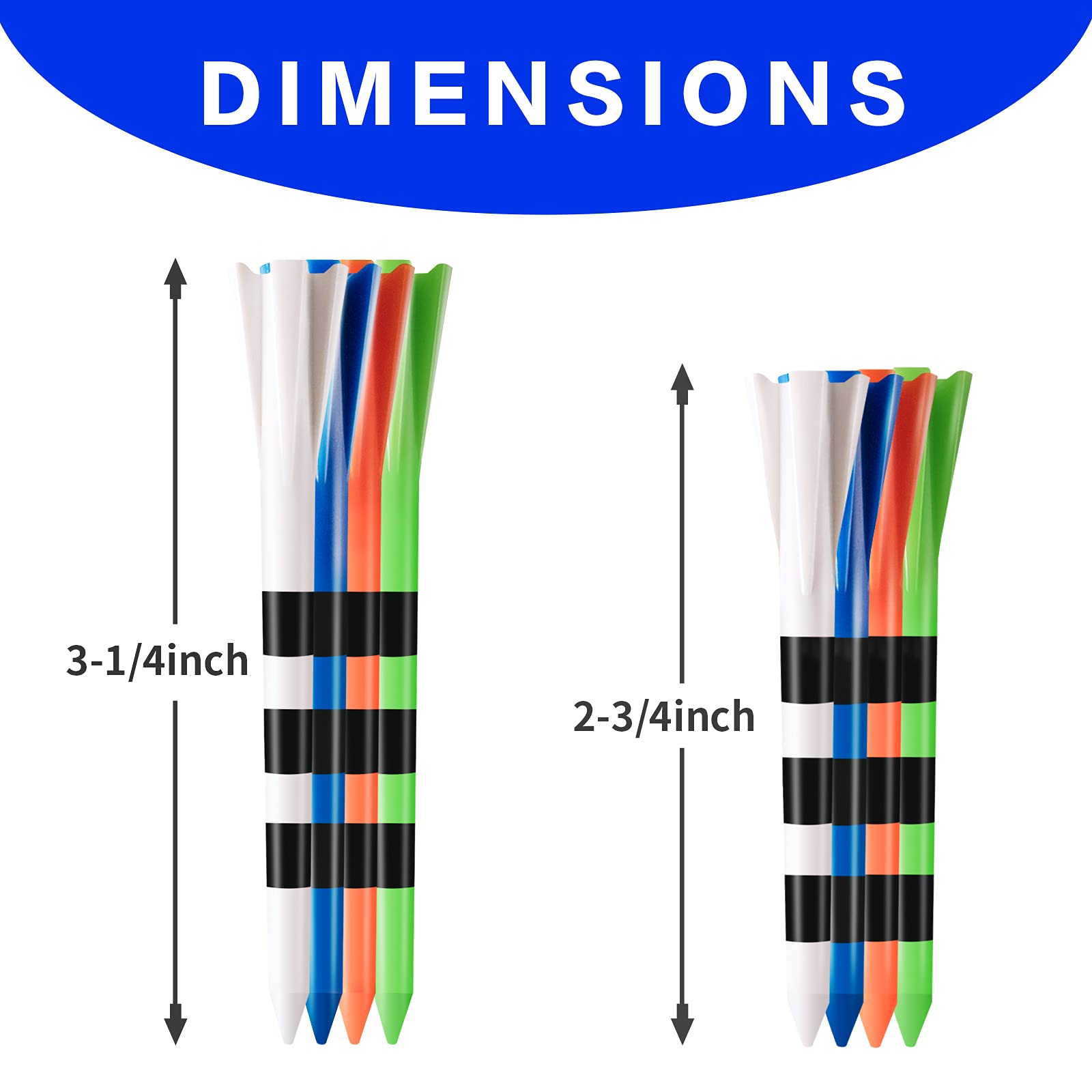 ToVii 3-1/4" Plastic Golf Tees 80 Pack | Reduces Friction & Side Spin 5 Prongs Golf Tees plastic (Orange/Blue)