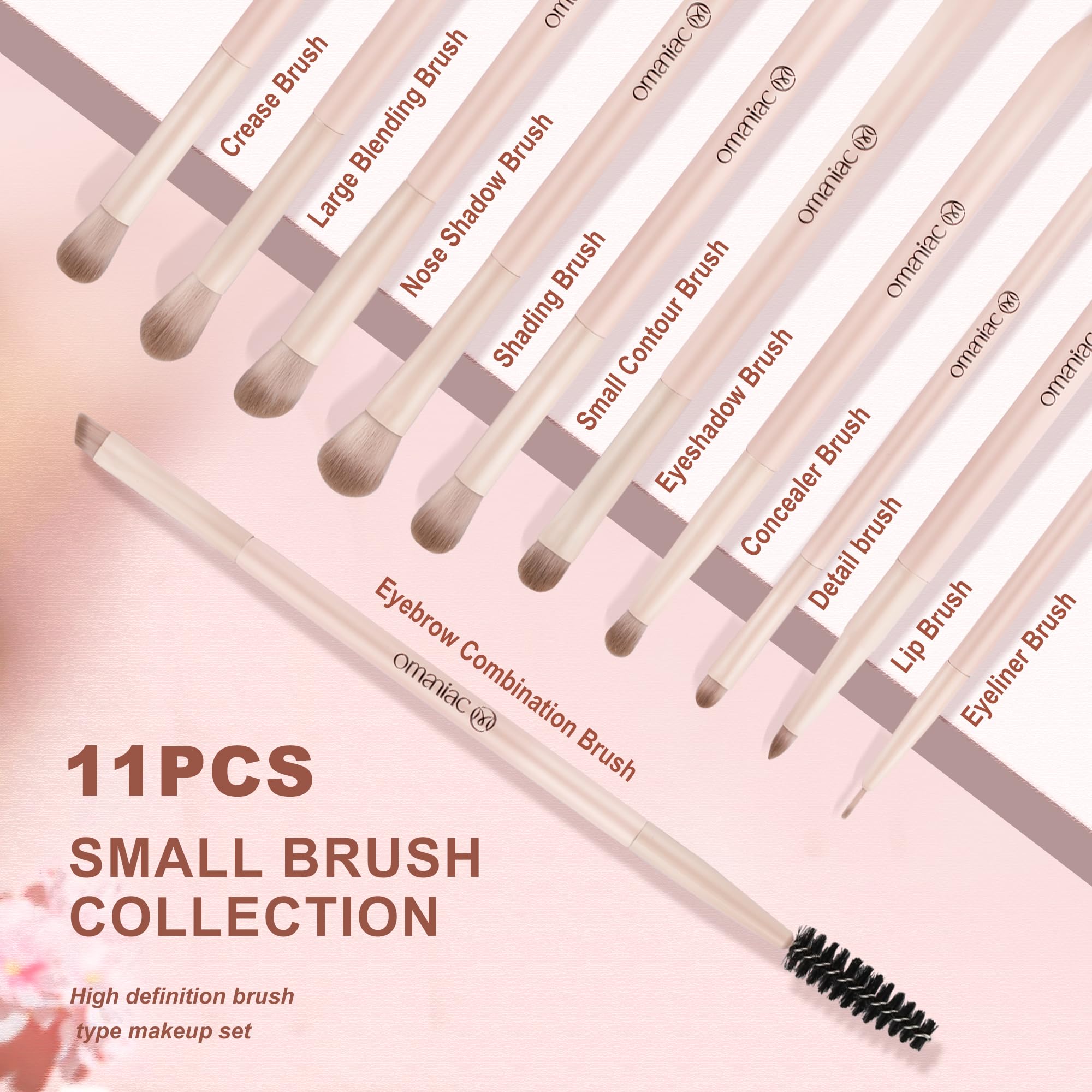 OMANIAC Makeup Brushes Set (15Pcs), Premium Synthetic Powder Concealers Eye Shadows Blush Professional Make Up Brushes Set, Perfect Birthday Gifts for Women.(Pink)
