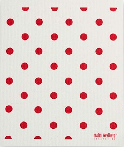 Trendy Tripper Swedish Dishcloths/Sponge Cloths - Packs of 4 Different Designs in RED (4 Red: Blommors/Cirkus/Fiddeli/Hearts)