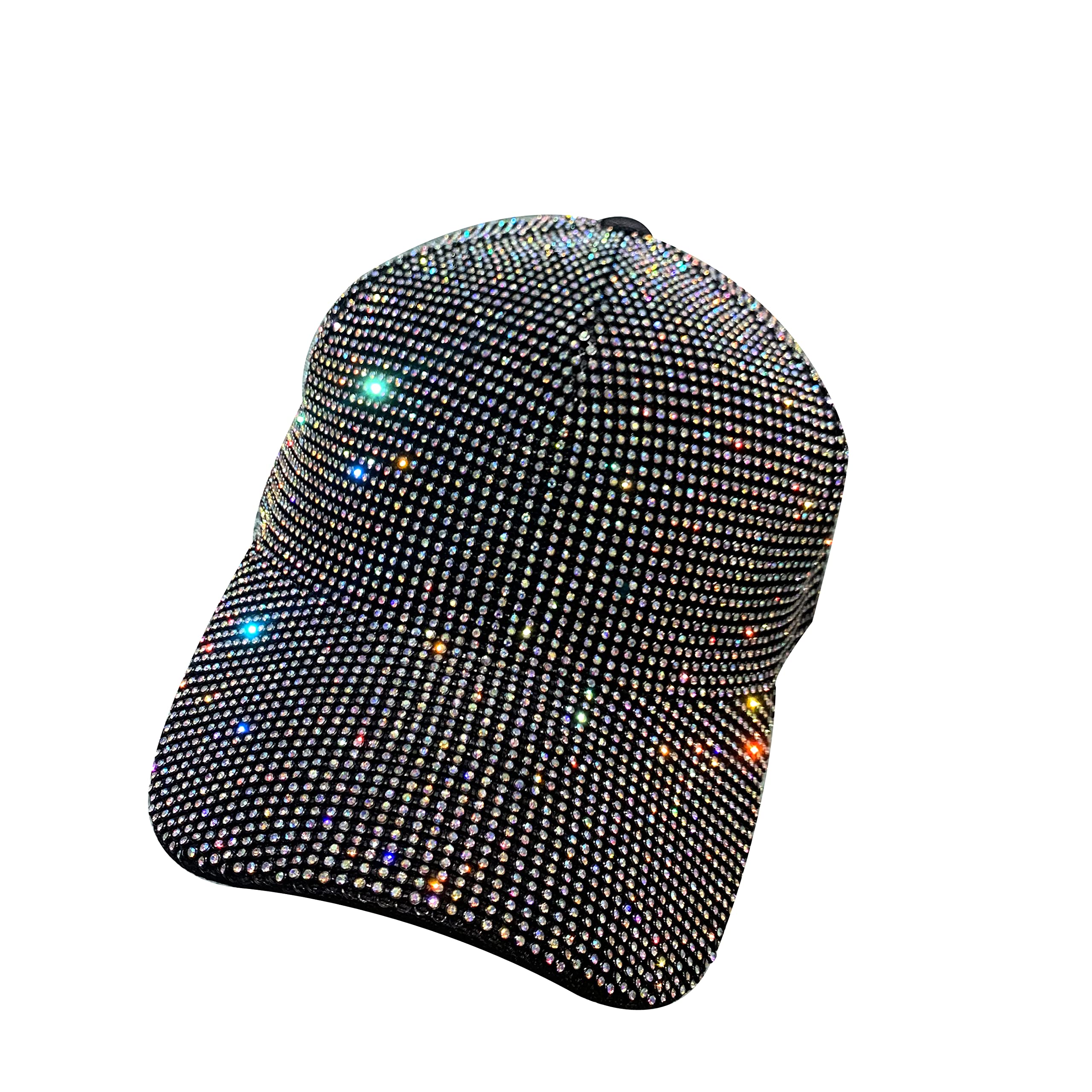 Wayideal Full Rhinestone Adjustable Baseball Hats-Parent/Women Baseball Caps/Adjustable Breathable Bling Sun Hat for Sport Golf/Sunbonnet (Black+Multicolor)