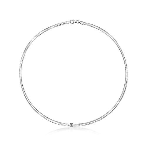 Ross-Simons Italian .15 ct. t.w. CZ Reversible Omega Necklace in Sterling Silver and 18kt Gold Over Sterling. 20 inches