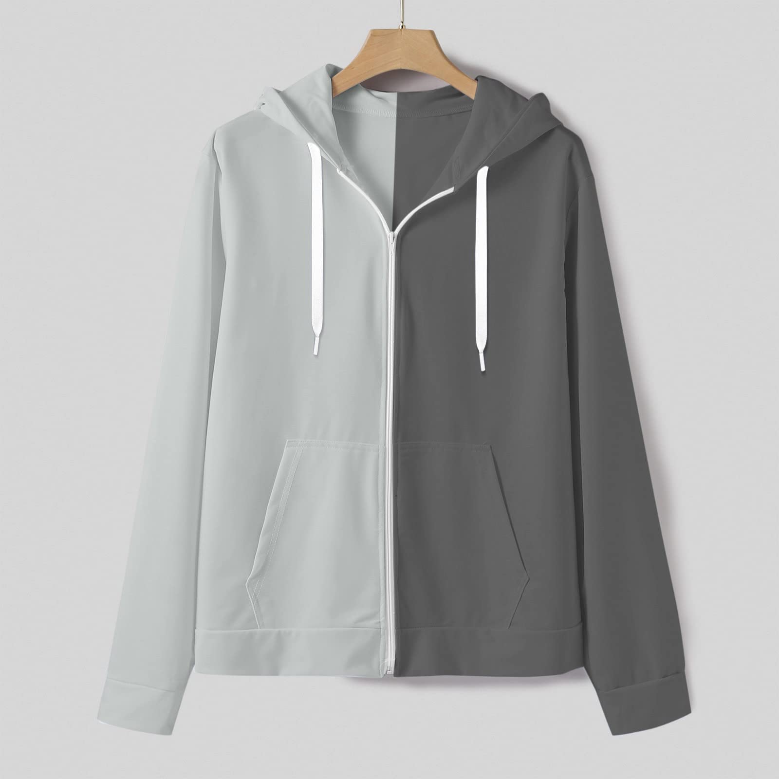 Muscularfit prime early access deals today Oversized Sweatshirts for Men Loose Fit Long Sleeve Color Block Drawstring Pullover Hoodies Crewneck Causal Shirt unisex sweatshirt Dark Gray L