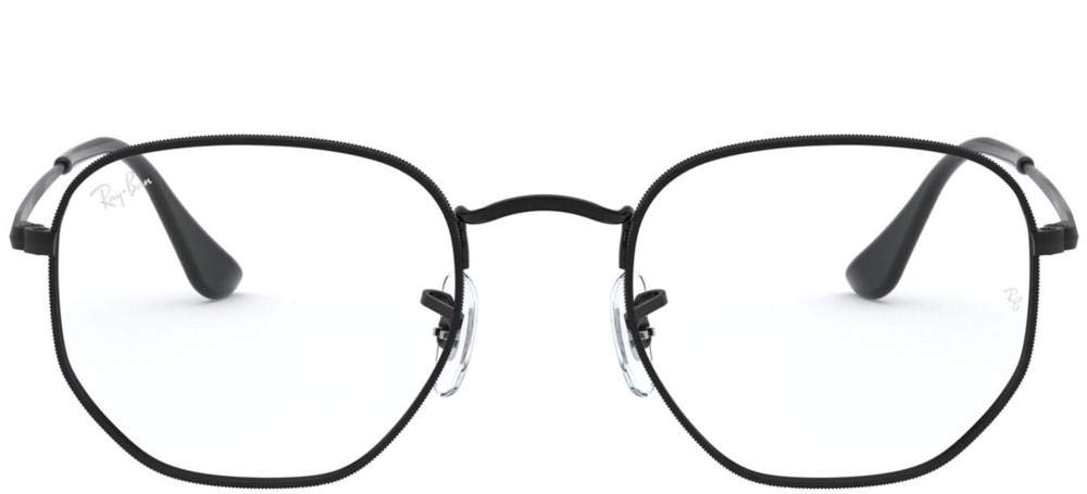 Ray-Ban RX6448 Hexagonal Prescription Eyeglass Frames, Black/Demo Lens, 54 mm