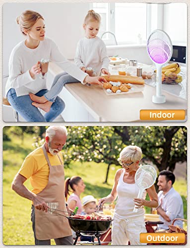 YISSVIC Electric Fly Swatter 4000V Bug Zapper Racket Dual Modes Mosquito Killer with Purple Mosquito Light Rechargeable for Indoor Home Office Backyard Patio Camping