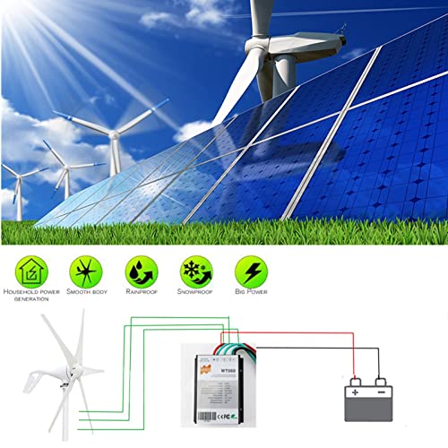 QAZNHODDS 4000W Wind Turbine Generator kit 24v Wind Industrial Machinery Equipment with Wind Boosting Controller 5 Blades Horizontal Axis Permanent Magnet Generator for Home Street,Five Blade,48v