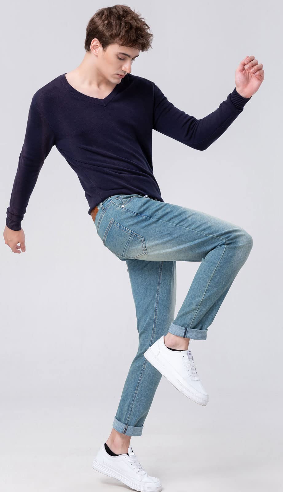 Plaid&Plain Men's Jeans Slim Fit Men's Stretch Jeans D801 Sequoia 32X32