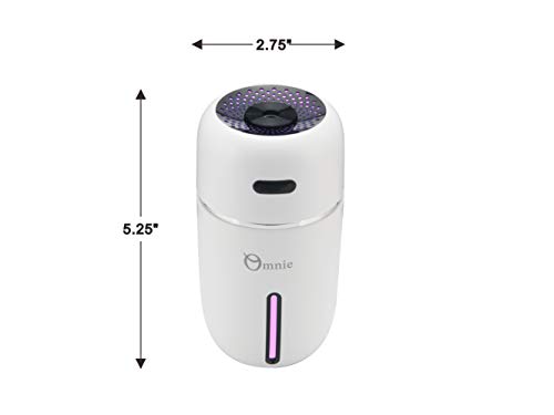 Omnie Edition 200ml Ultrasound Cute Robot Mini Humidifier for Car, Car Diffuser with Cool Mist with One Button Operations for Car Room Bedroom Desk Office Plants Lasting up to 8 HRS USB Charge (White)