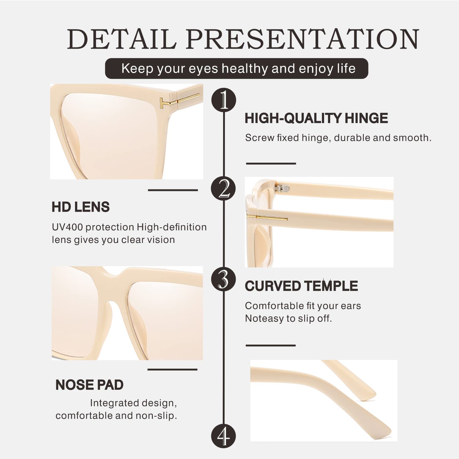 Oversized Square Sunglasses Retro Big Shades Fashion Classic Shades Women Men UV400 Protection