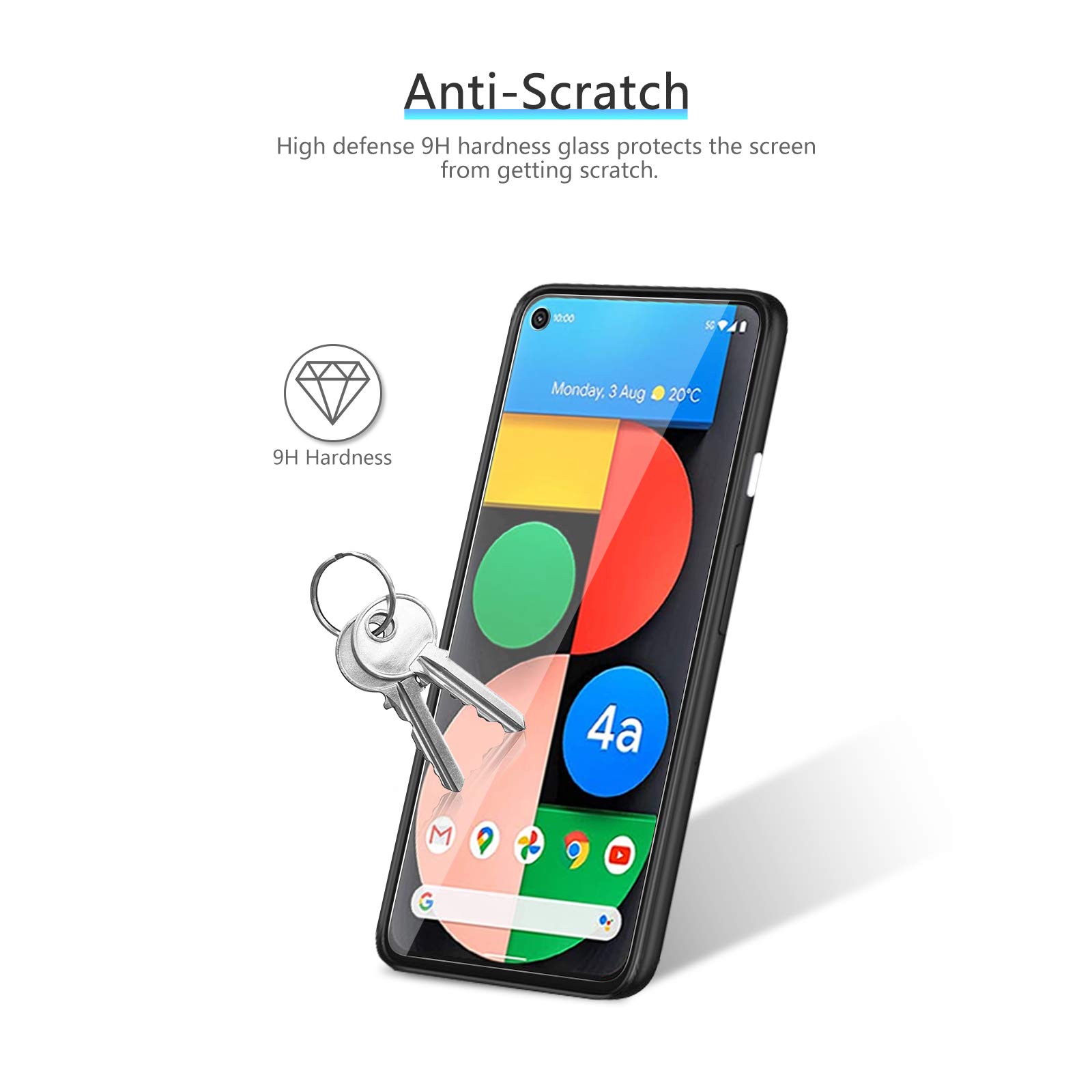 OMOTON [3-Pack Screen Protector for Google Pixel 4a 5G 6.2 Inch [Not Fit for Pixel 4a 4G], Tempered Glass Screen Protector for Google Pixel 4a 5G 2020 Released, Bubble Free/Alignment Frame