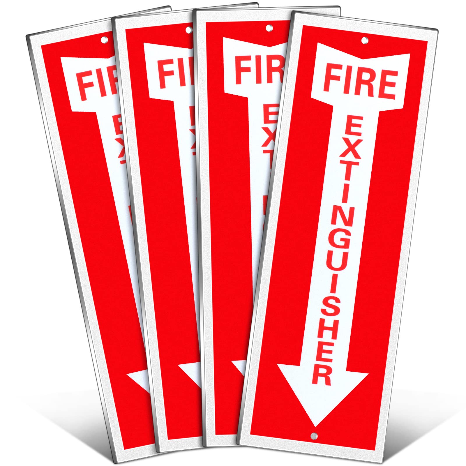 Tondiamo 4 Pack Fire Extinguisher Sign Fire Sign Rust Free Aluminum Reflective Signs 4 x12 Inch Laminated for Ultimate UV, Weather, Scratch, Water and Fade Resistance, Indoor Outdoor (Regular Style)