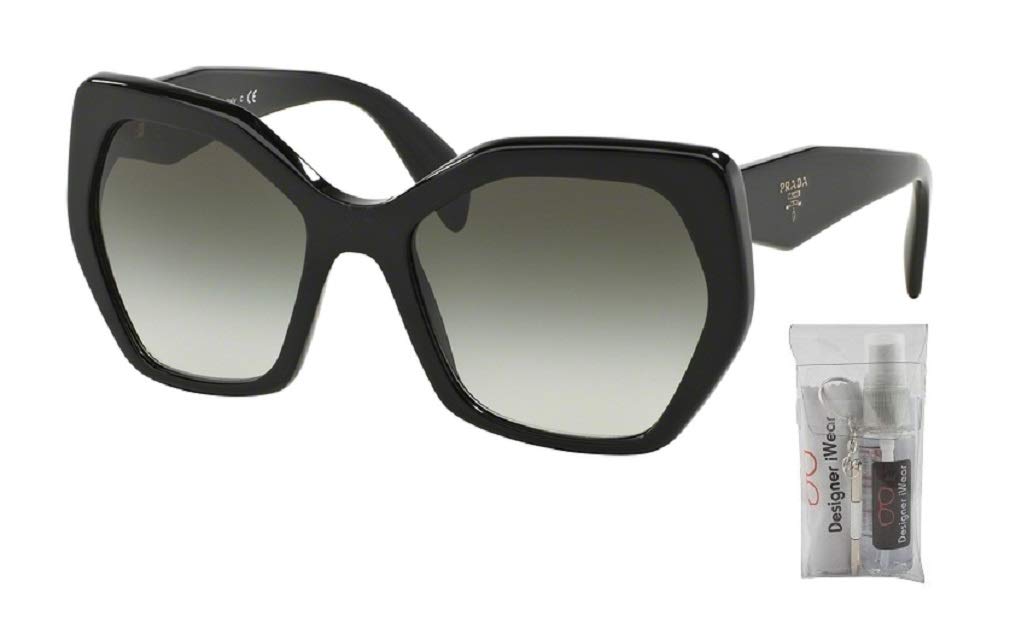 Prada PR16RS HERITAGE 1AB0A7 56M Black/Grey Gradient Hexagon Sunglasses For Women + BUNDLE with Designer iWear Eyewear Kit