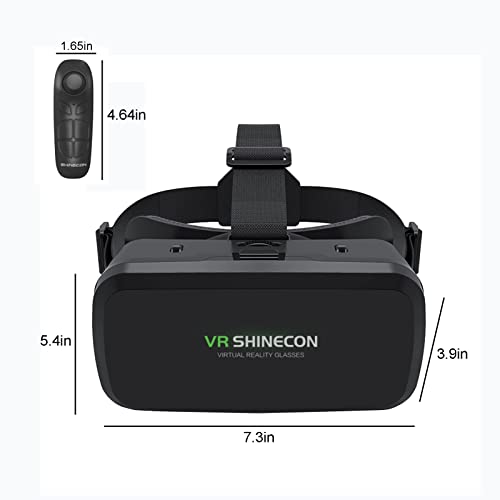 Vr Smart Digital Glasses, Imax Giant Screen Cinema Effect 3D Virtual Reality Headworn Game Glasses with Handle Set, 600 Degrees Can Be Adjusted, Compatible with iOS and Android