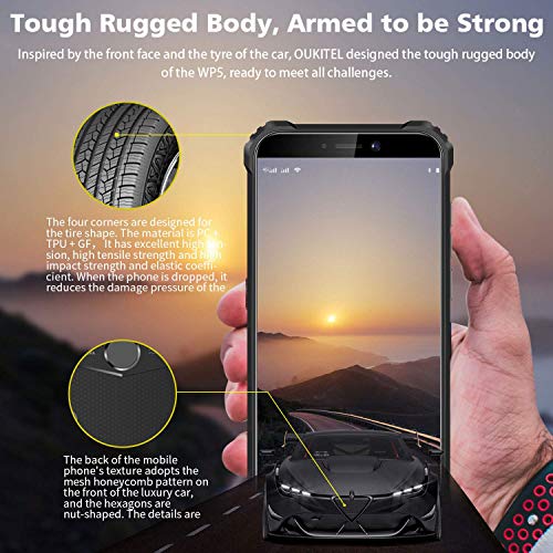 OUKITEL WP5 8000mAh Battery IP68 Waterproof Rugged Smartphone, 5.5in HD+ 4GB 32GB Unlocked, Face ID Fingerprint Triple Camera Global Version 4G LTE GSM Cell Phone (Black)