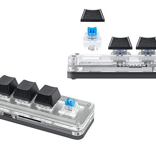 WEST POINT SNAIL Mini Mechanical Keyboard, 3 Key RGB Custom Keypad with Smart Knob Hot-swap Switch for Macro Programming Gaming (Color : B, Size : Blue Switch)