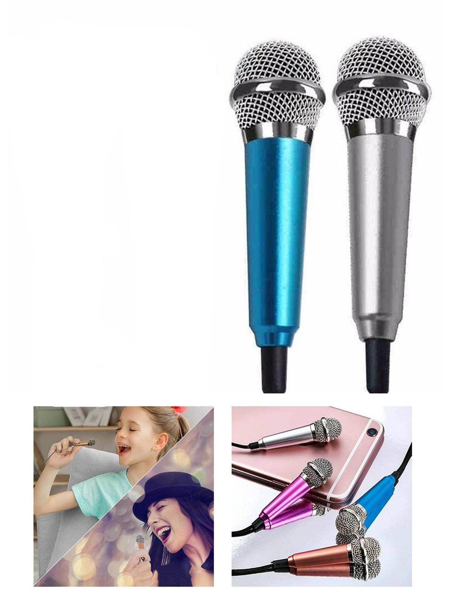 TBAKPU Mini Microphone,Singing Mic Equipment,Beautiful Vocal Quality,Mini Karaoke Microphone,3.5mm Audio Connector with 120 cm Cord,Suitable for Laptop, iPhone, Android Phone (2PACK)