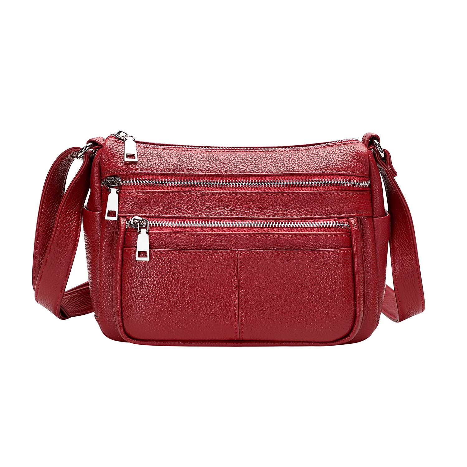 Over Earth Crossbody Bag for Women Soft Leather Purses and Handbags Multi Pockets Messenger Bag (Classic Black)