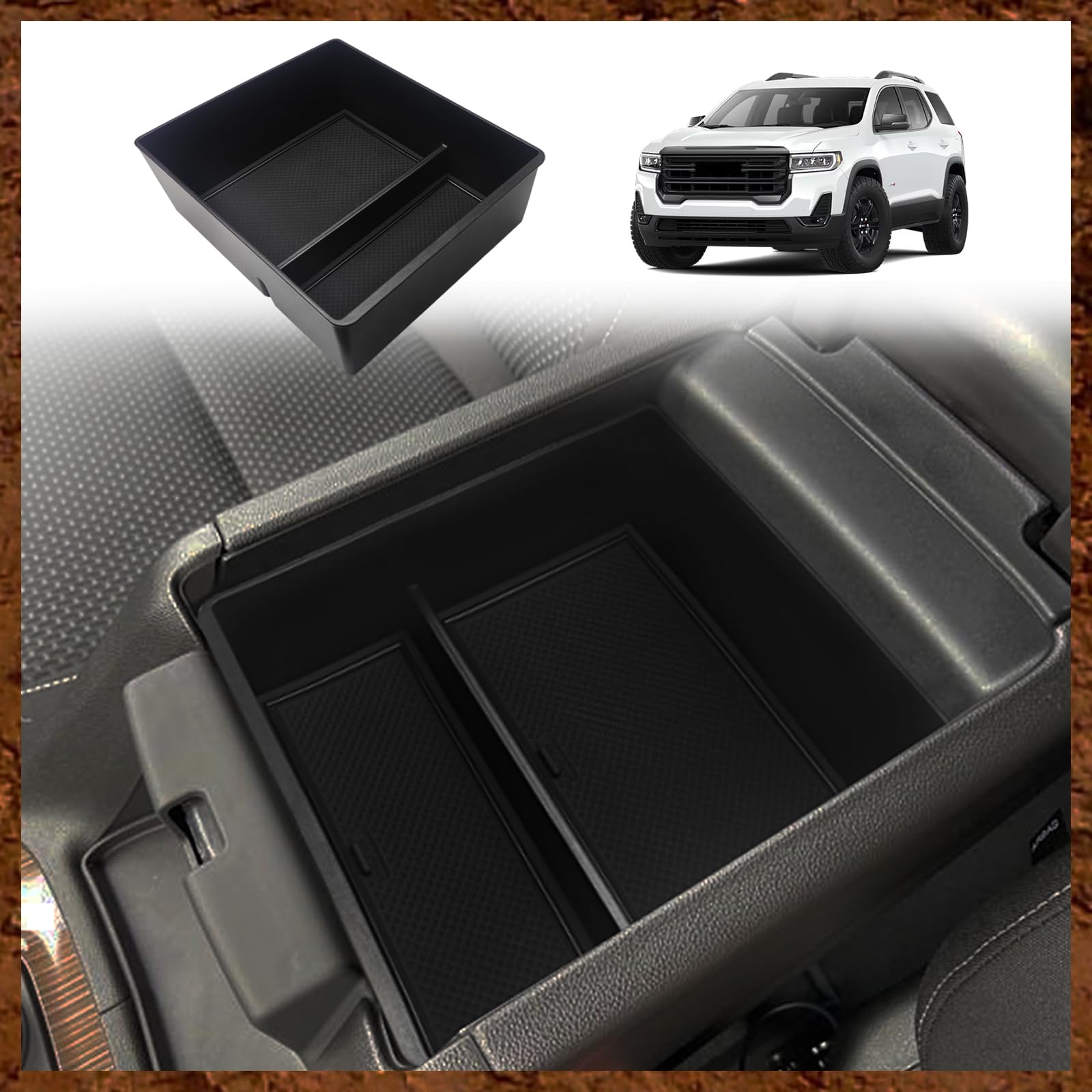 Muslogy Center Console Organizer Compatible with GMC Acadia 2017-2022 2023 Accessories Acadia SL SLE SLT Denali AT4 Middle Console Storage Box Armrest Insert Tray ABS Material