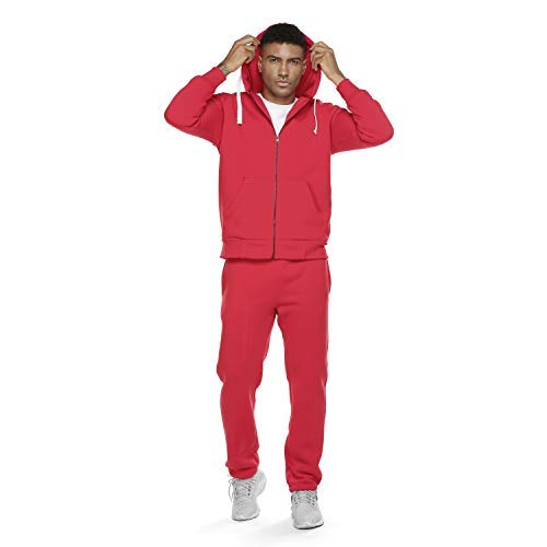R RAMBLER 1985 Mens Sweatsuits 2 Piece Casual Athletic Long Sleeve Tracksuit Set Jogging Suit for Running,Exercise,Traning(Red,M)