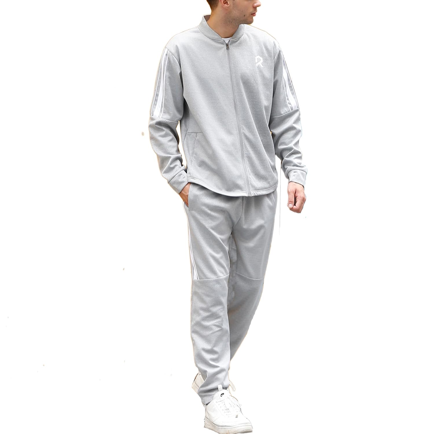 R RAMBLER 1985 Mens Sweatsuits 2 Piece Casual Long Sleeve Athletic Full Zip Track Suits Men Jogging Suits Set(Black,4XL)