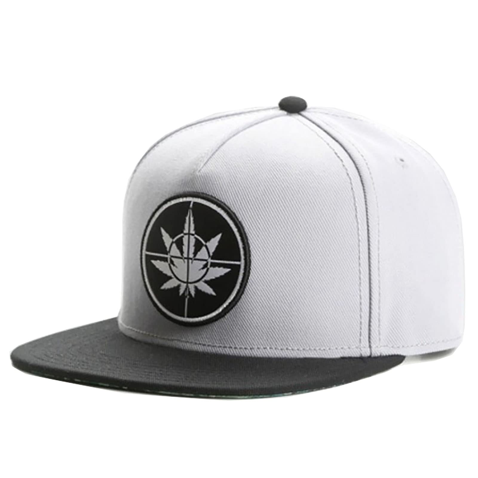 Weed Snapback Hat, Pot Leaf Hats, Marijuana Leaf Cap, Cannabis Flat Bill Baseball Caps, Weed Gifts for Stoners (Black White)