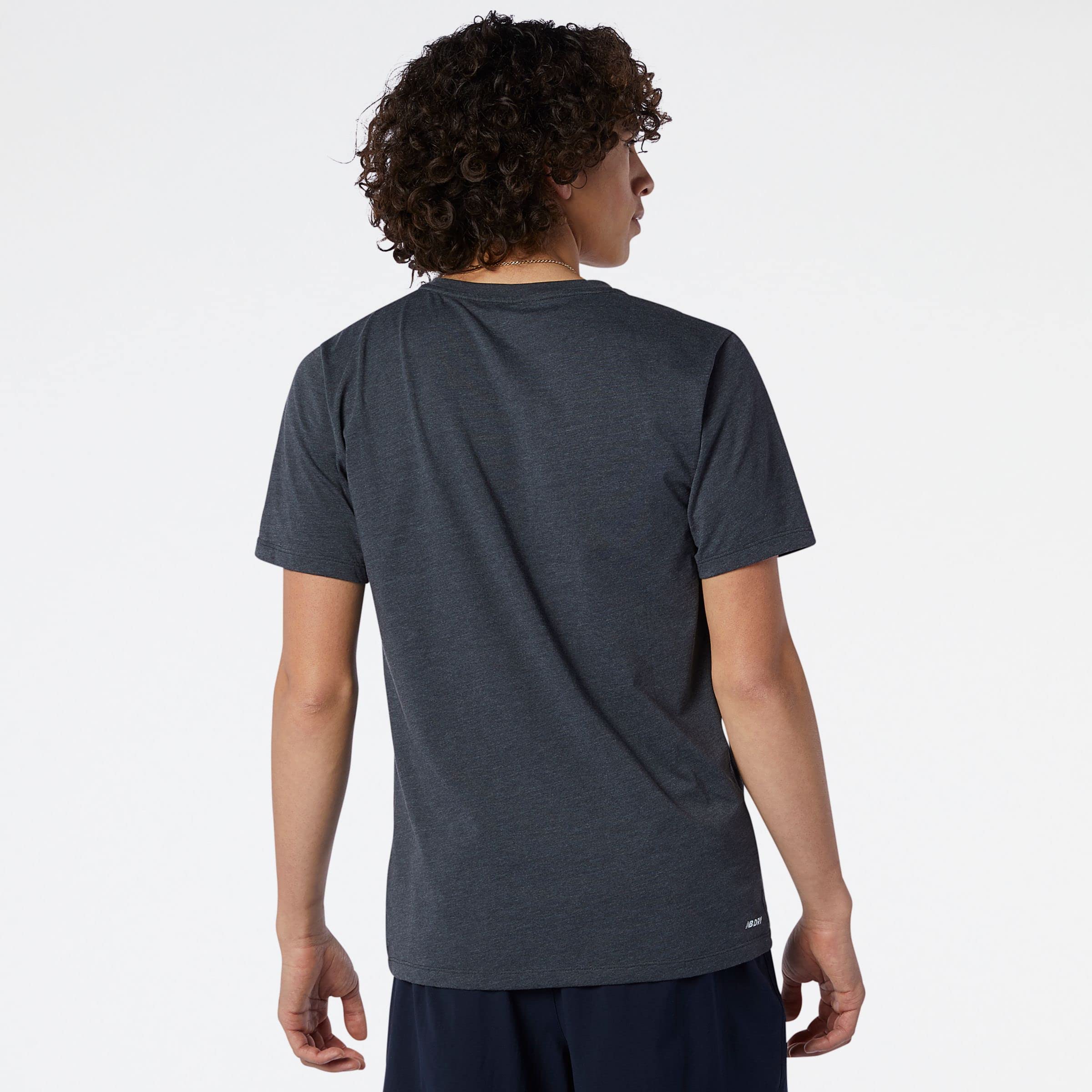 New Balance Men's Heather Tech Short Sleeve, Black Heather , Medium