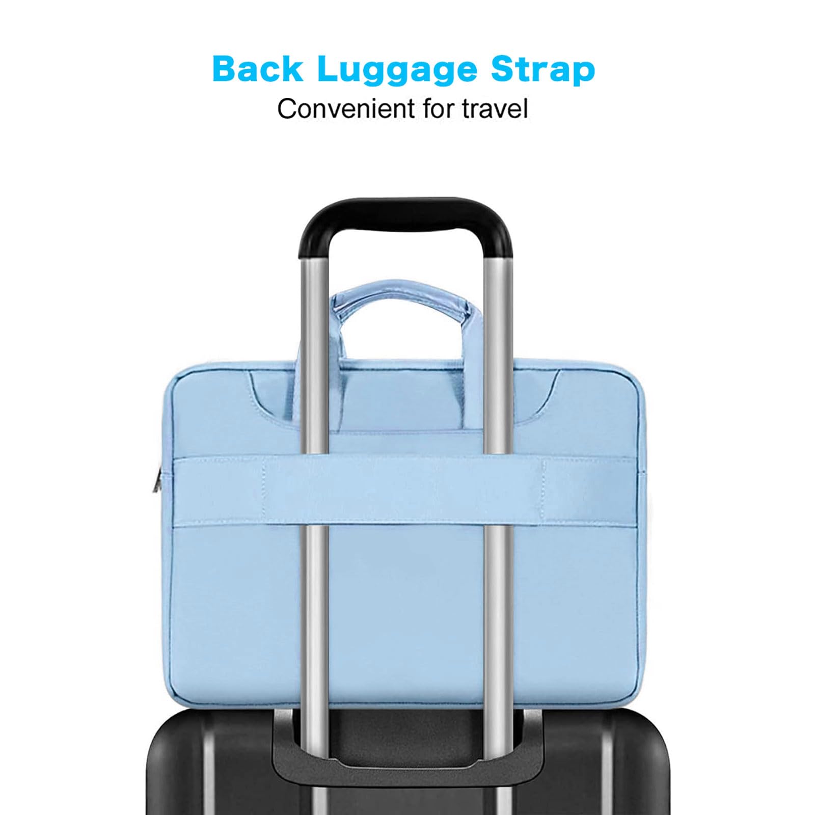 MOSISO 360 Protective Laptop Shoulder Bag Compatible with MacBook Air 15 inch M2 A2941 2023/Pro 16 inch M3 M2 M1 2023-2019, 15-15.6 inch Notebook,Matching Color Sleeve with Belt, Airy Blue