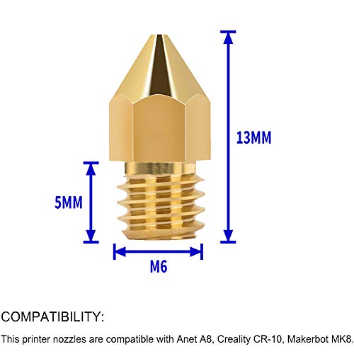 Mussokina 24PCS 3D Printer Nozzles MK8 Extruder Nozzles 0.2mm, 0.3mm, 0.4mm, 0.5mm, 0.6mm, 0.8mm, 1.0mm for Ender 3 5 Makerbot Creality CR-10 with a Storage Box