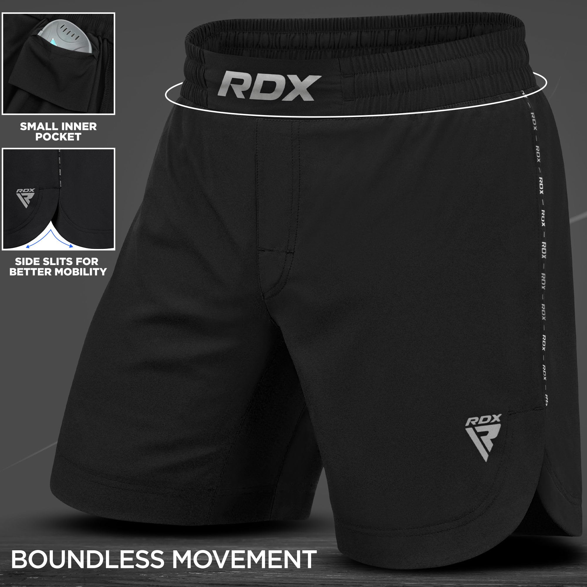 RDX MMA Shorts for Training & Kickboxing β Fighting Shorts for Martial Arts, Cage Fight, Muay Thai, BJJ, Boxing, Grappling Black