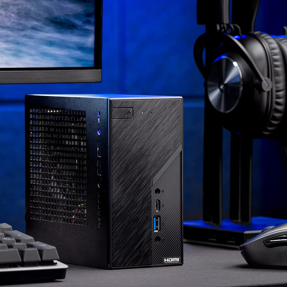 Skytech Gaming Mini PC X1 Gaming PC Desktop â AMD Ryzen 5 5600G 3.9 GHz, Radeon Graphics, 500GB NVME SSD, 16GB DDR4 SODIMM RAM, 120W AC Adapter/Wi-Fi, Windows 10 Home 64-bit,Black
