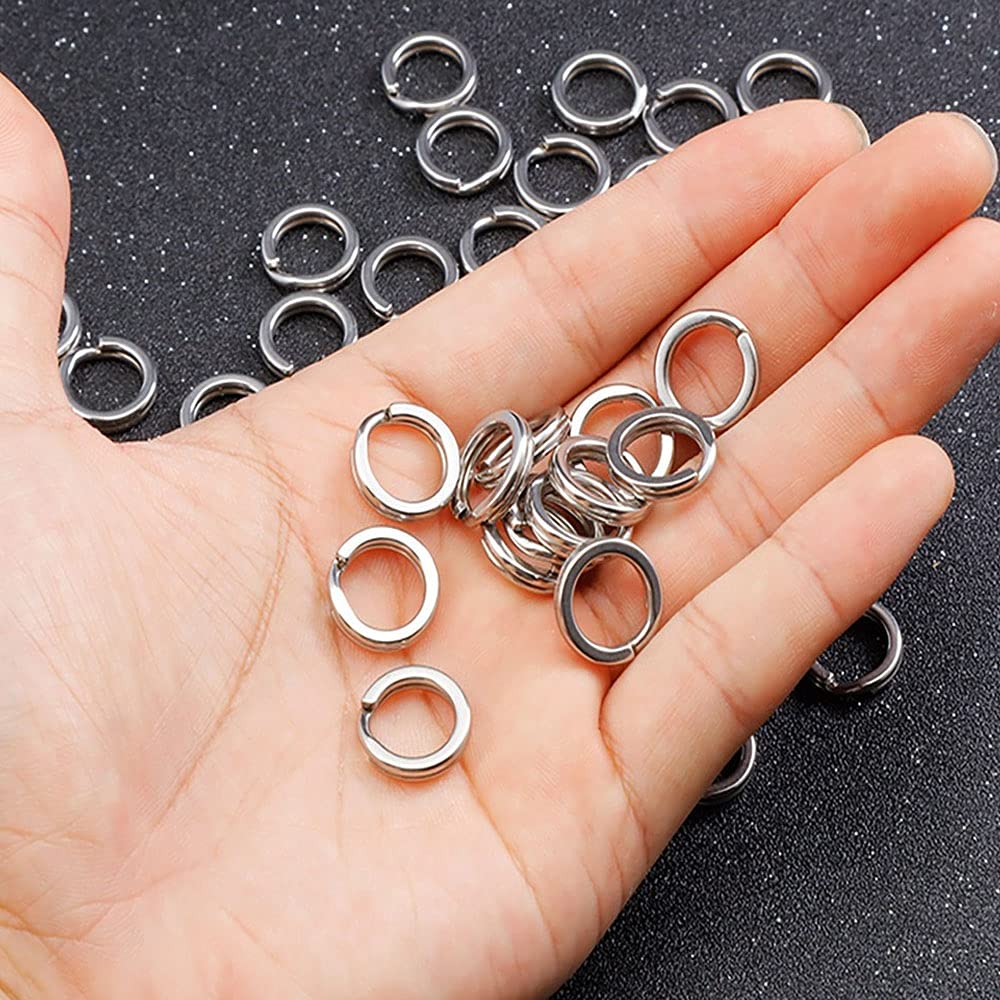 Tsurpcao 300pcs Stainless Steel Fishing Split Rings, High Strength Heavy Duty Fishing Lures Ring, Lure Tackle Connector