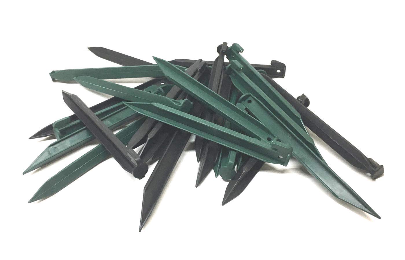 Plastic Tent Nails Durable Spike Hook Garden Stakes Pegs - 24 Pack (Green)