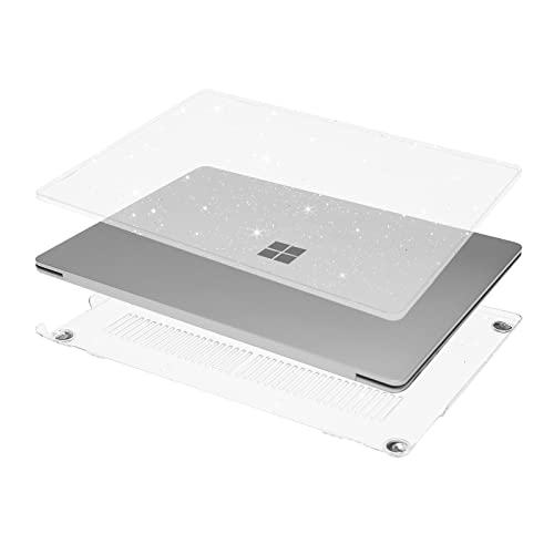 MOSISO Case Compatible with Surface Laptop 5/4/3/2 13.5 inch 2022 2021 2019 2018 Release with Alcantara Keyboard(models: 1950 & 1958 & 1867 & 1769), Glitter Sparkly Plastic Hard Shell Case,Transparent