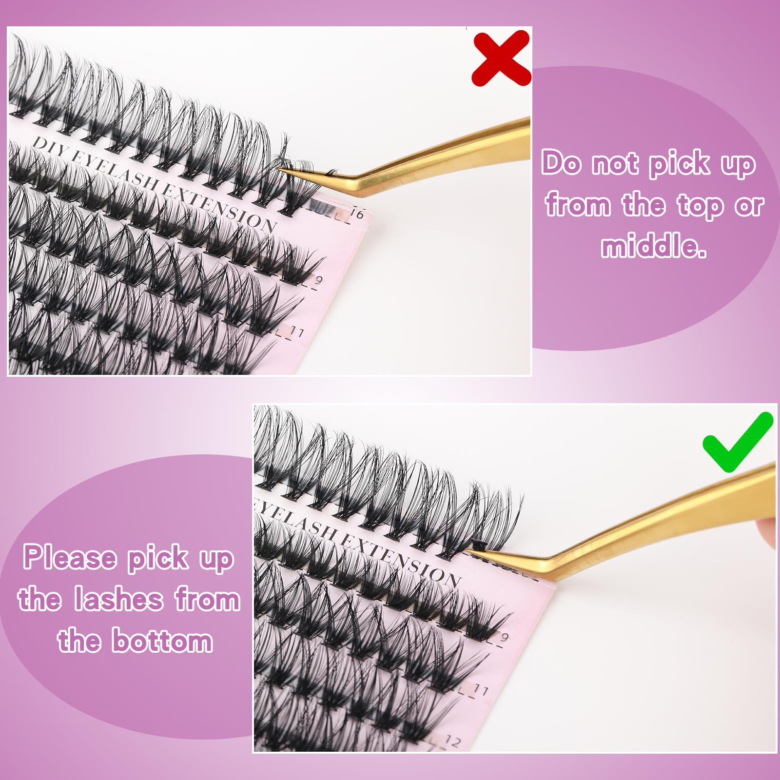 SIAMHOO DIY Lash Extension Clusters 280pcs Individual Wispy Lash Clusters D Curl 0.07mm 30D+40D Mixed Eyelash Bundle, Natural Eye Lash Clusters for Self Application at Home(30D+ 40D-0.07D-9-16Mix)