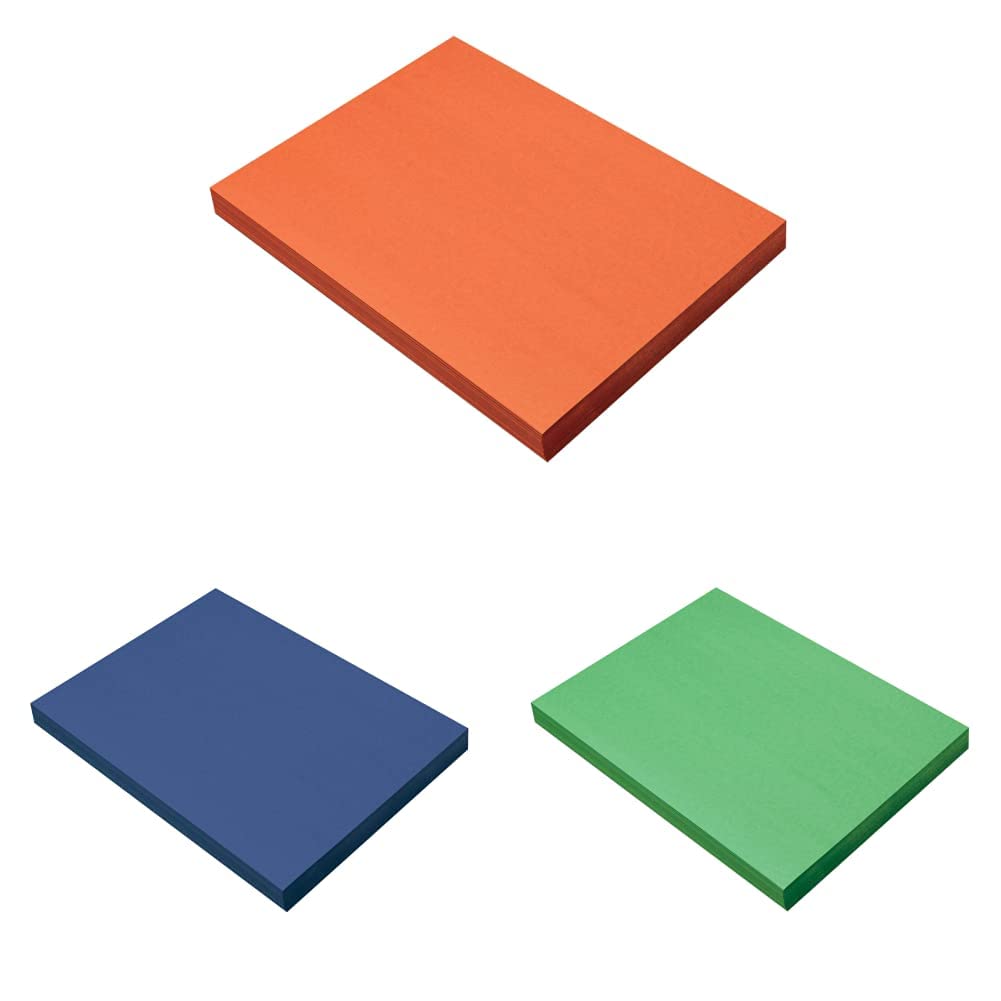 Prang (Formerly SunWorks) Construction Paper, Orange, 9" x 12", 100 Sheets & Prang (Formerly SunWorks) Construction Paper, Bright Blue, 9" x 12", 100 Sheets & Prang (Formerly SunWorks) Construction
