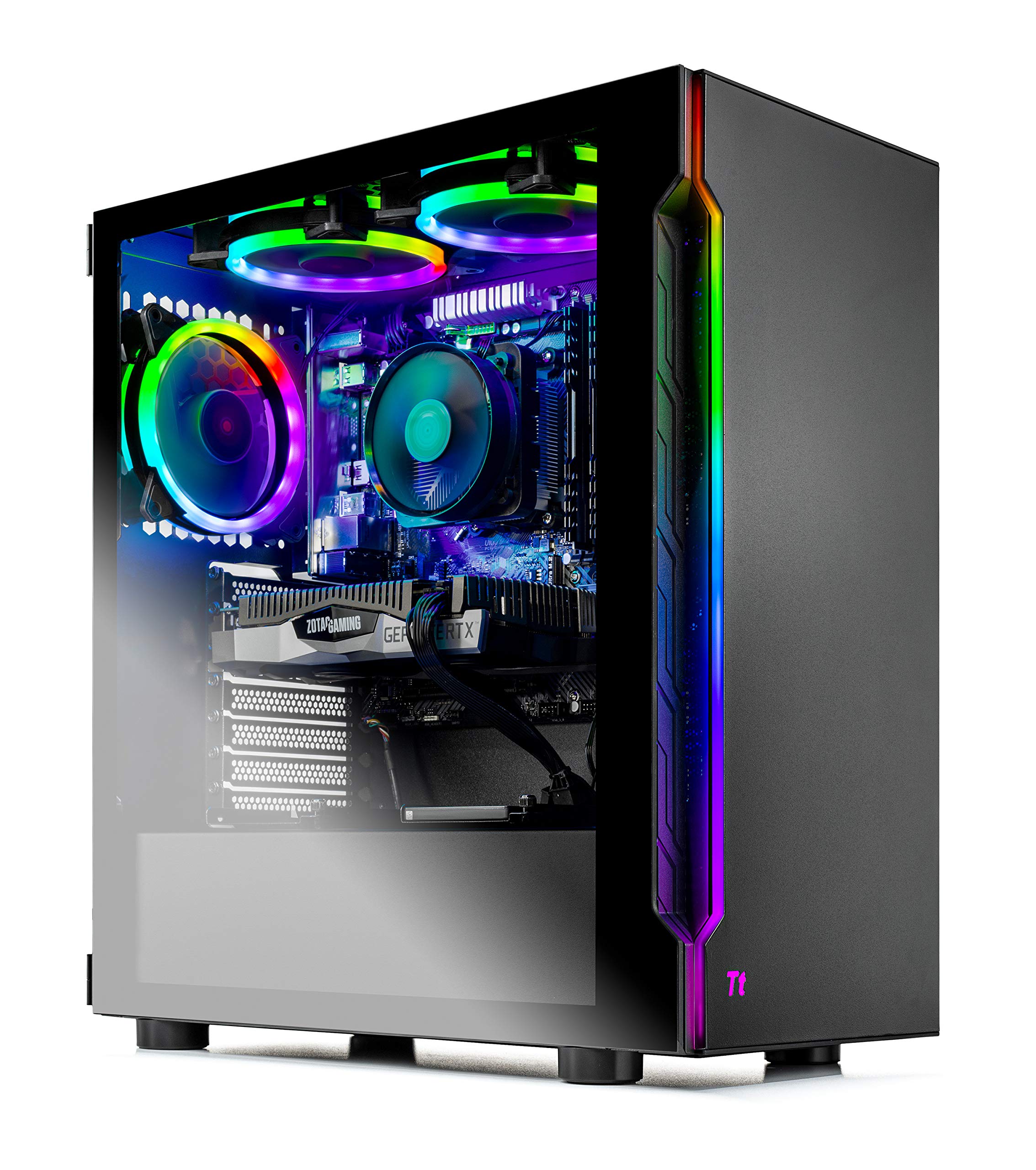 SkyTech Shadow 3.0 Gaming Computer PC Desktop - Ryzen 5 3600 6-Core 3.6GHz, RTX 2060 6G, 500GB SSD, 16GB DDR4 3000, RGB Fans, AC WiFi, Windows 10 Home 64-bit, Black