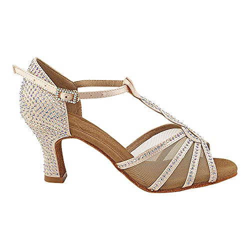 Very Fine Womens Dance Shoe Delphine Ballroom Latin Salsa Tango Cha Cha Waltz Flesh Satin 2.5" Heel 8.5 M