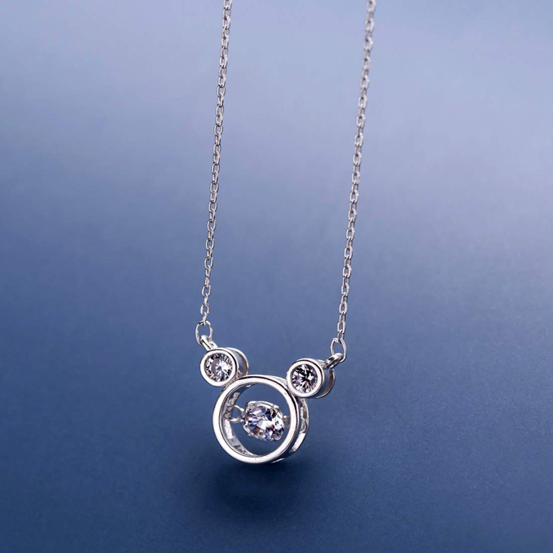 SLUYNZ 925 Sterling Silver Sparkling CZ Mouse Pendant Necklace for Women Teens Lovely Mouse Necklace Birthday Gifts
