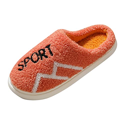 Womens Slippers Winter Warm House Shoes Furry Fuzzy Comfortable,Unisex Orange