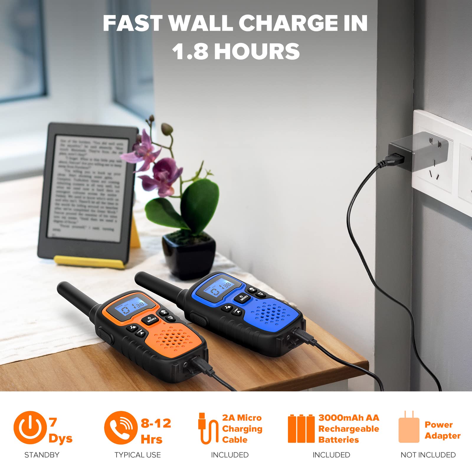 Wishouse Walkie Talkies for Kids Adults Family Long Range Rechargeable 7 Pack
