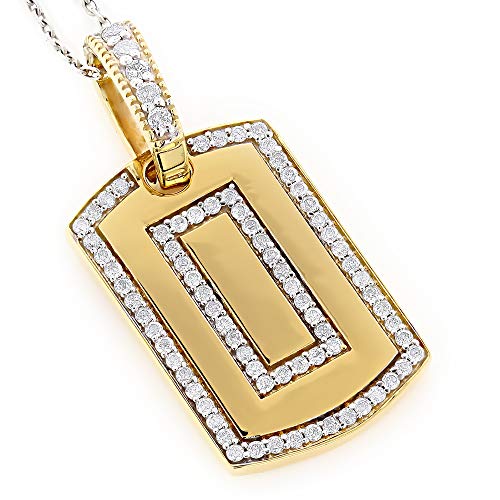 Small Round Diamond Dog Tag Pendant 0.87ctw in 14k Gold (Yellow Gold)